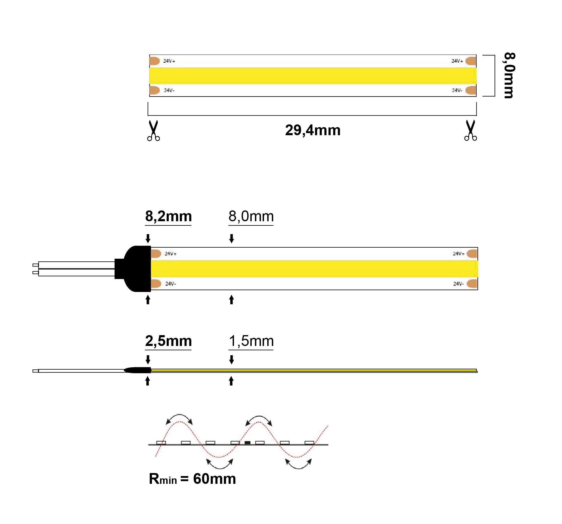 LED strip Light Line 11,2W/m 24V IP20 - 2700K (5m) - Nordesign